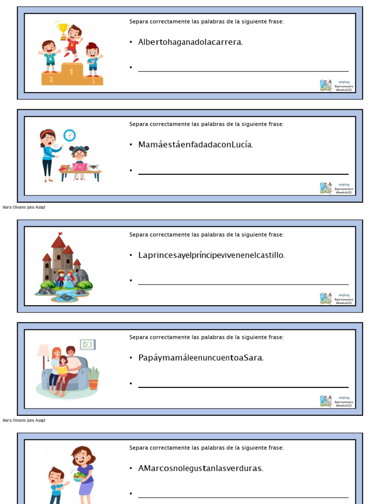 Ejercicios para Separar Palabras en Frases | PDF