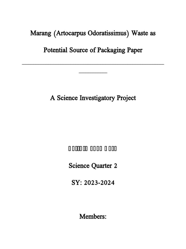Science Investigatory Project Pdf Sustainability Waste