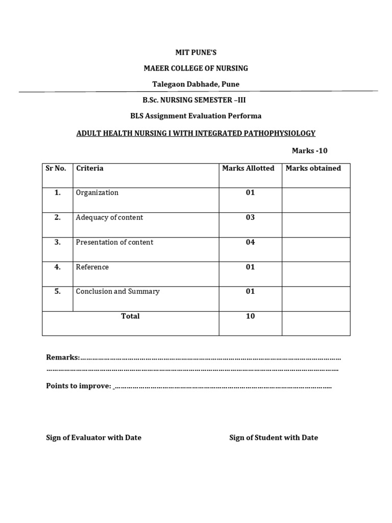 B.Sc. Nursing BLS Assignment Evaluation | PDF | Business