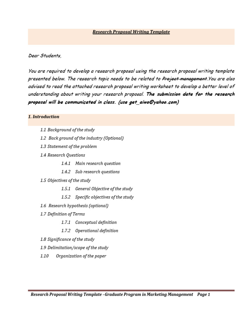 Project Management Research Proposal Template | PDF | Methodology | Inquiry