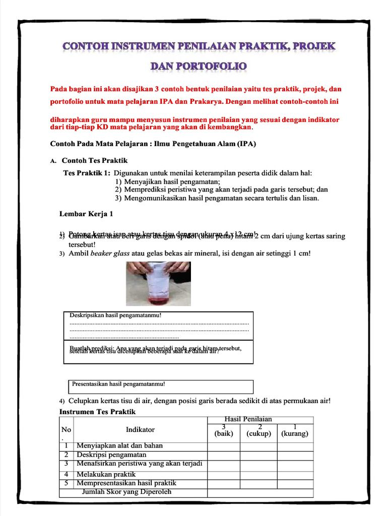 PDF Contoh Instrumen Penilaian Praktik Projek Dan Portofolio - Compress ...