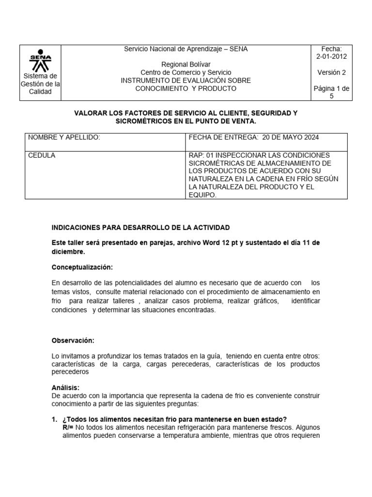 Taller - Valorar Los Factores de Sicometricos | PDF | Fahrenheit | Celsius