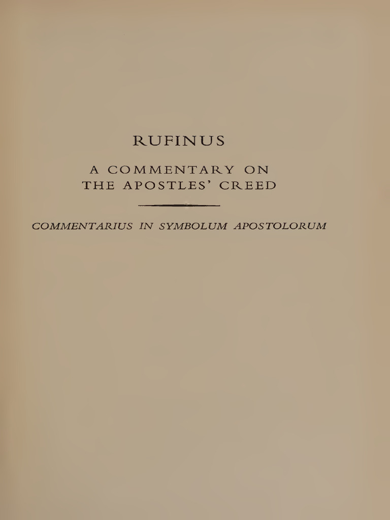 Rufinus - Commentarius in Symbolum Apostolorum en (J.N.D. Kelly, 1955 ...