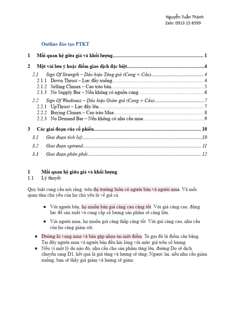 PTKT - Giá và khối lượng - Bài 1 | PDF