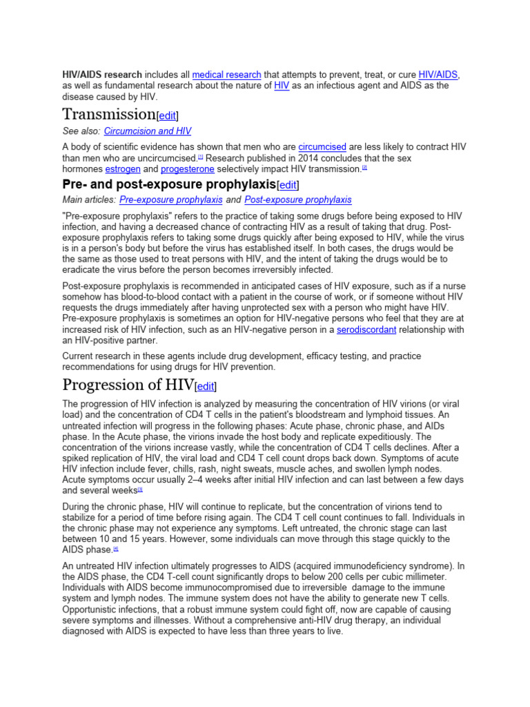 Transmission: Pre-And Post-Exposure Prophylaxis | PDF | Hiv/Aids ...