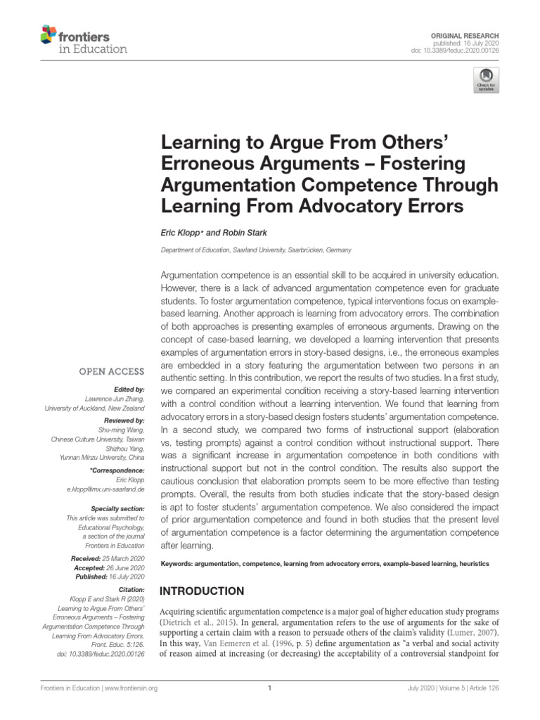 Learning to Argue From Others’ | Download Free PDF | Learning | Theory