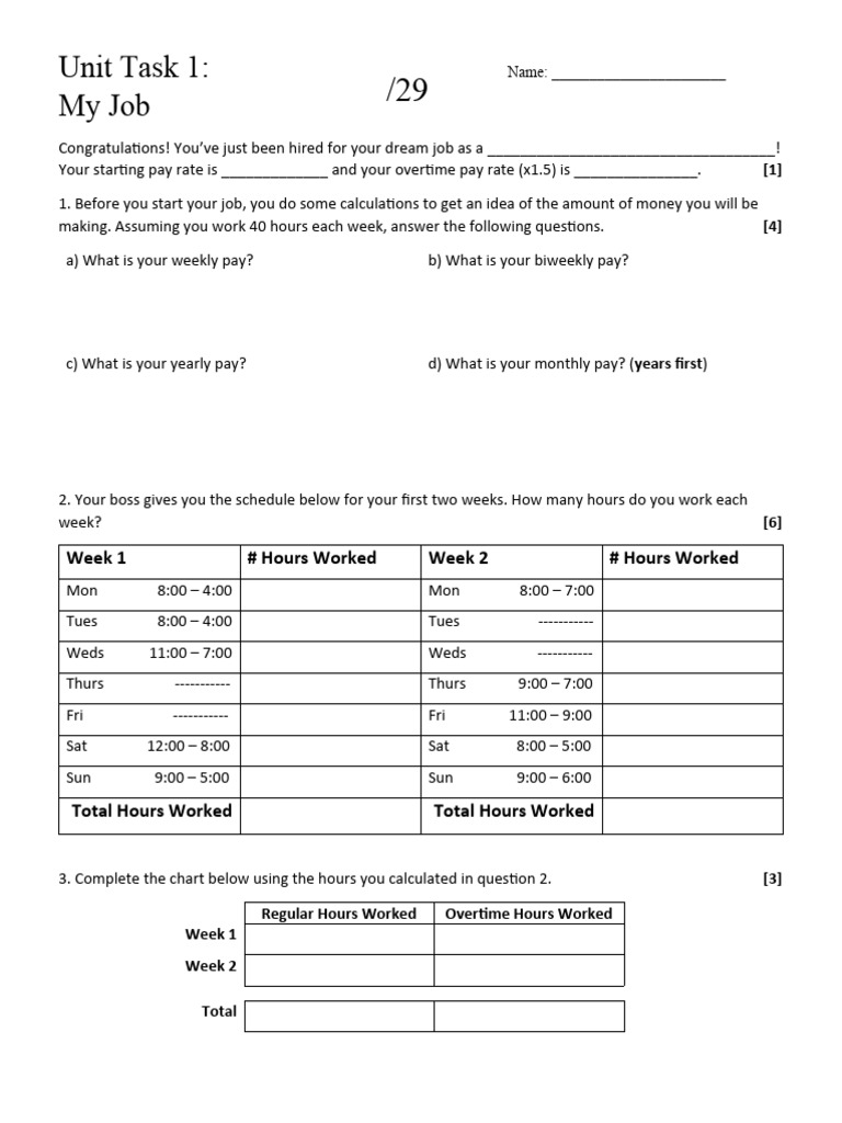 Unit Task 1 - My Job | PDF | Payroll | Business