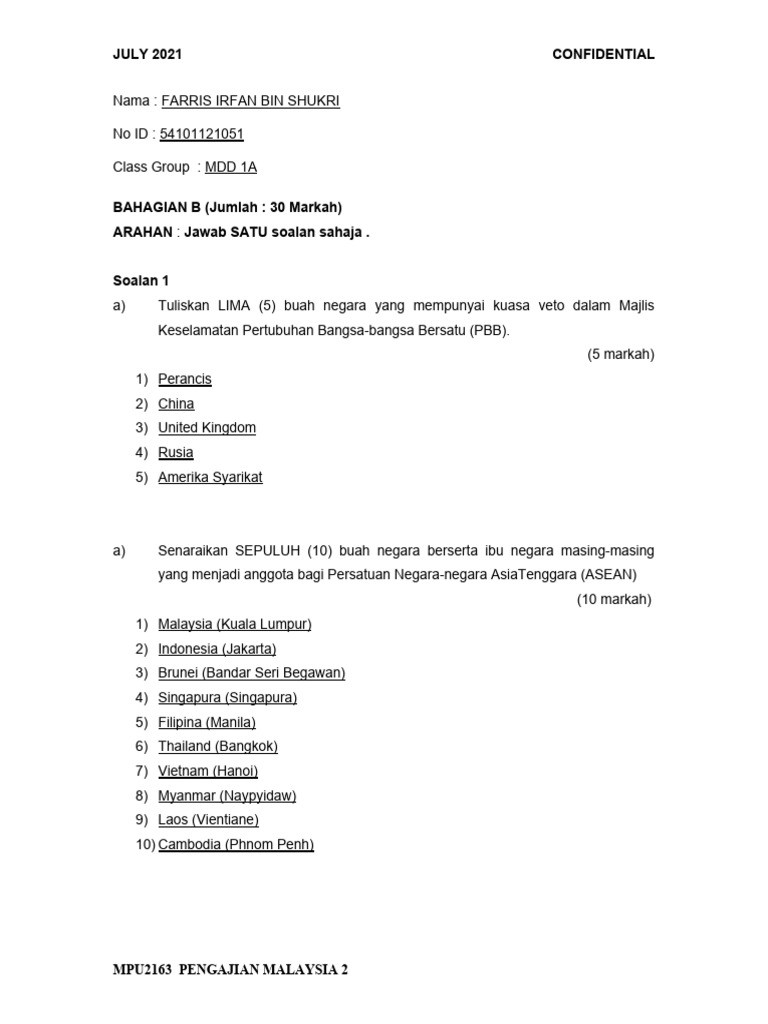 TEST BHGN B PM2 JULY 2021 Answer | PDF