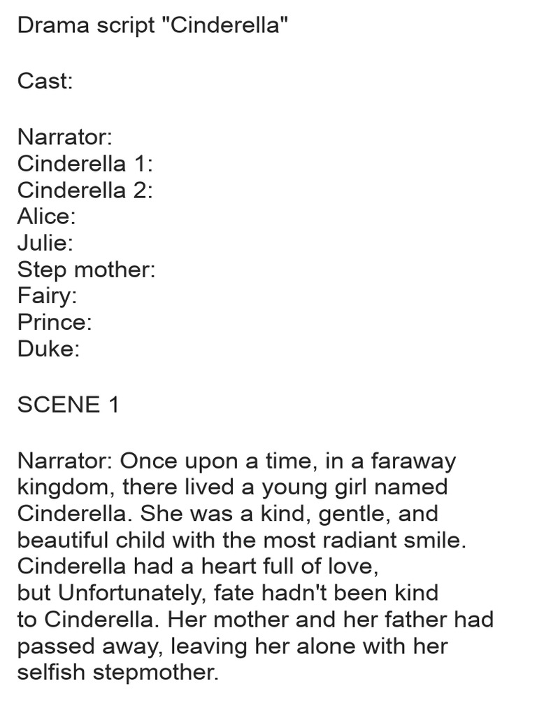 Cinderella Drama Script | PDF | Cinderella | Fairy Tales