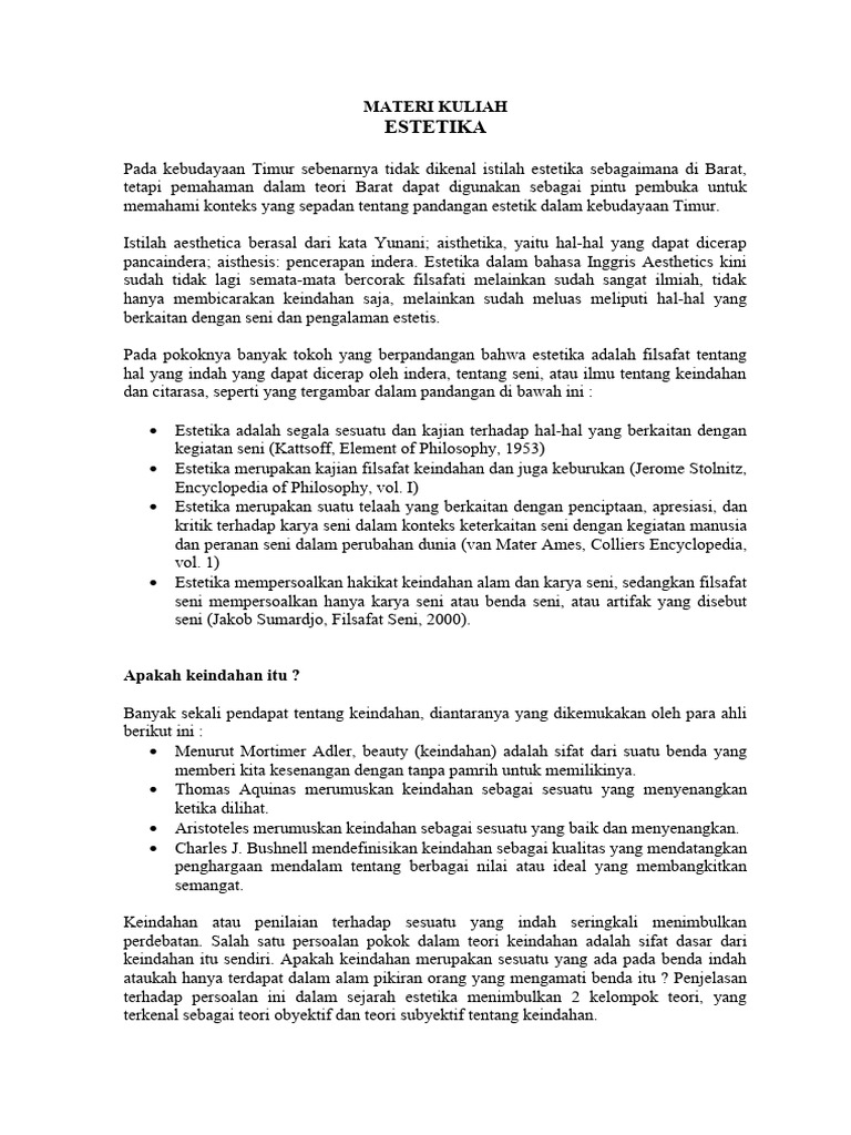 Estetika dan Keindahan dalam Seni | PDF | Ilmu Sosial | Filsafat