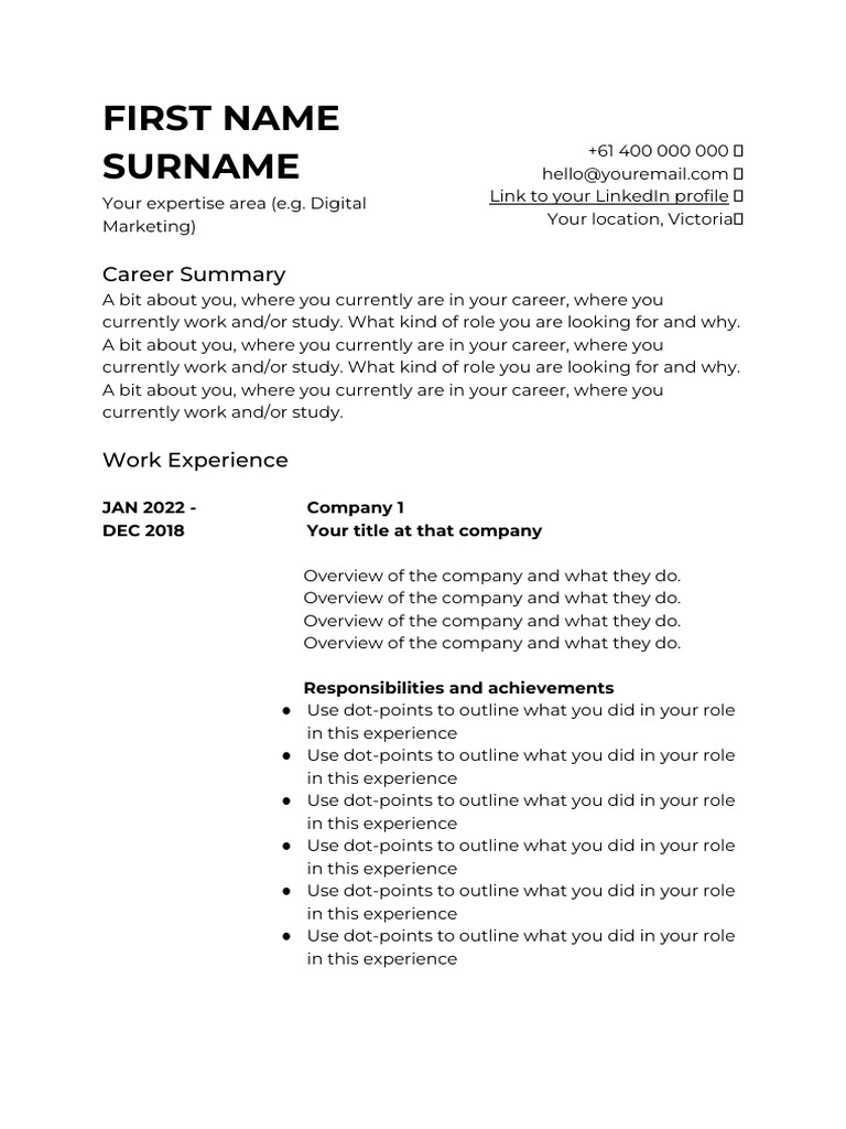 InternMatch CV Template (May 2023) | PDF