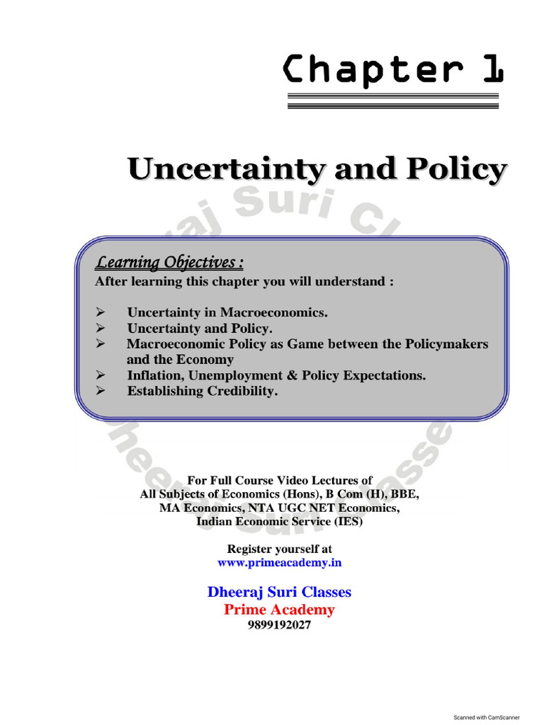 Chapter 1 Uncertainty and Policy | PDF