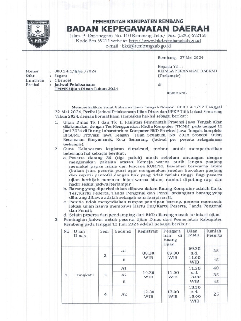Jadwal TMMK Udin Tingkat I Dan Ii | PDF
