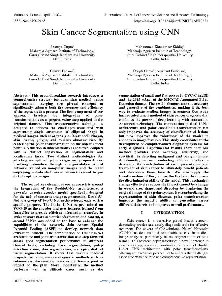 Skin Cancer Segmentation Using CNN | PDF | Image Segmentation ...