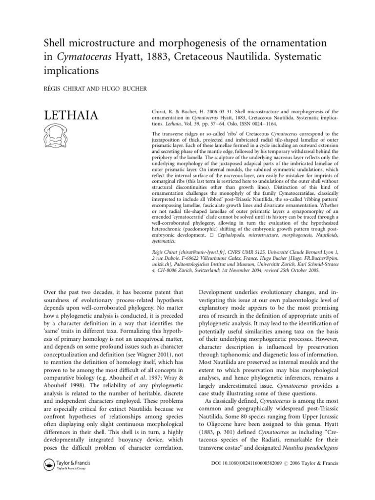 Chirat Bucher 2006 Shell Microstructure and Morphogenesis of The ...