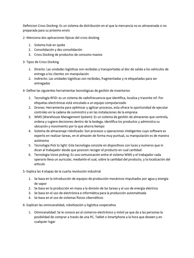 Definicion Cross Docking | PDF | Logística | Almacén