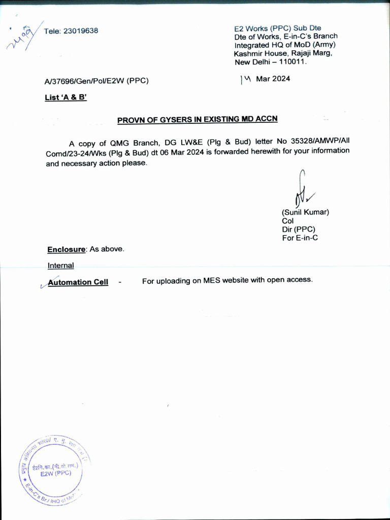 PROVN OF GYSERS IN EXISTING MD ACCN DT 14 Mar 2024 | PDF