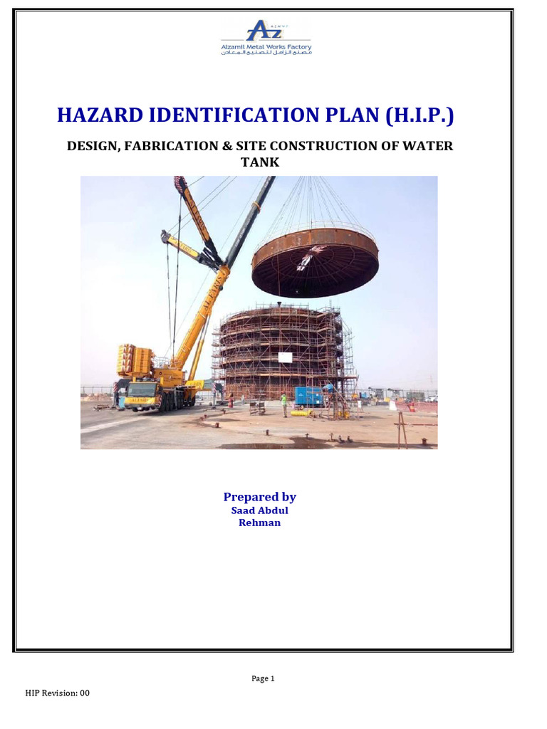 Hazard Identification Plan for Water Tank | PDF | Risk | Occupational ...