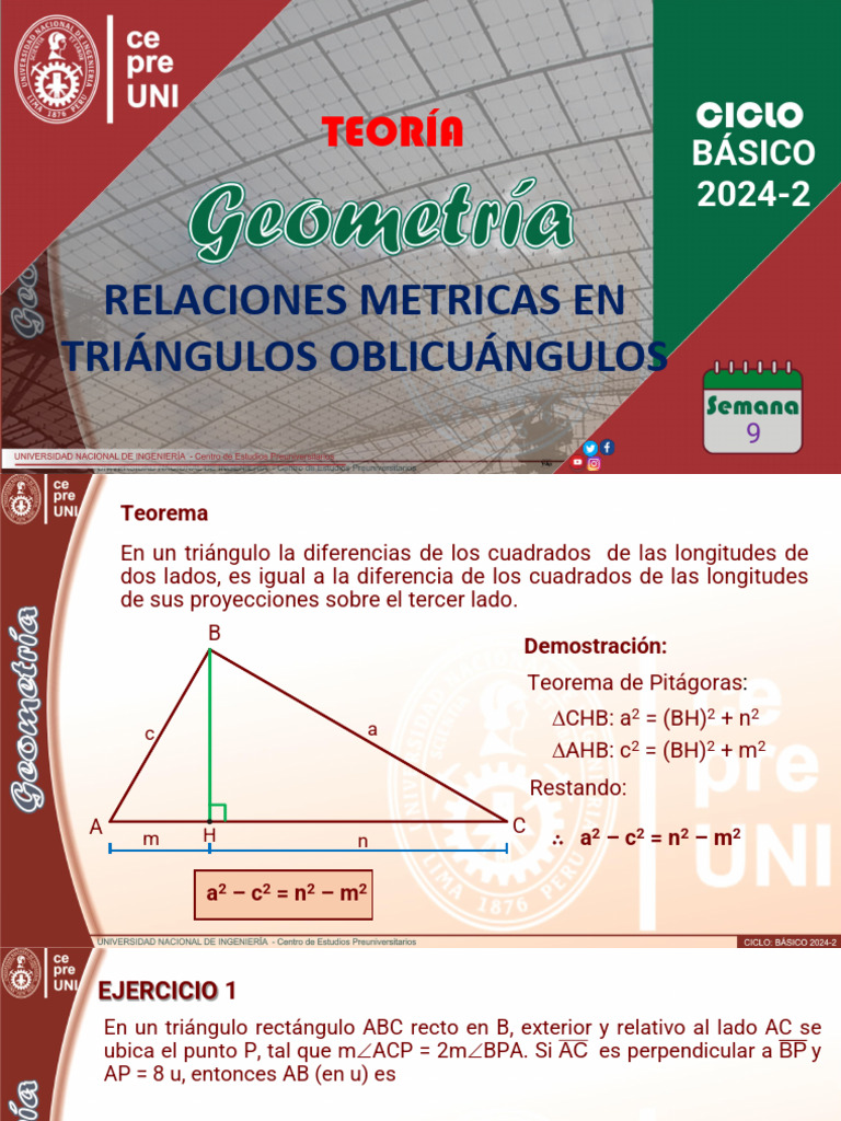 S9 RM en Triangulos Oblicuangulos y en Circunferencia Teoria Basico 2024-2 | PDF | Triángulo ...