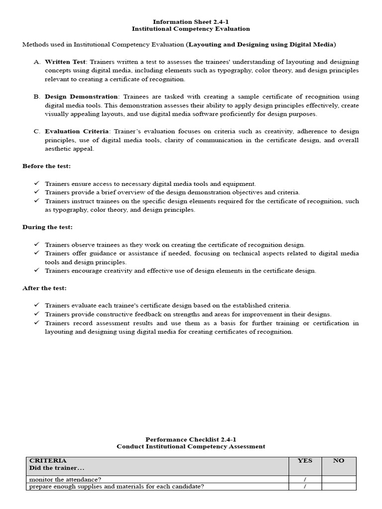 Institutional Competency Evaluation | PDF | Design | Evaluation