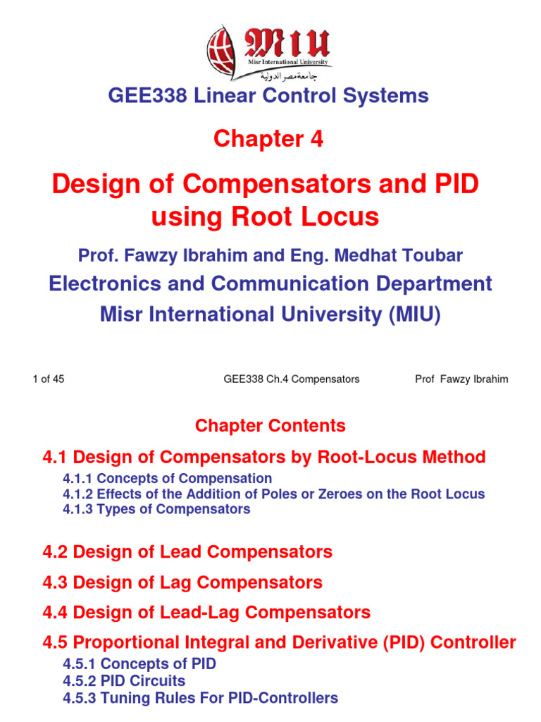 GEE338 LCS Chapter_4 Design of Compensators | PDF | Control Theory | Applied Mathematics