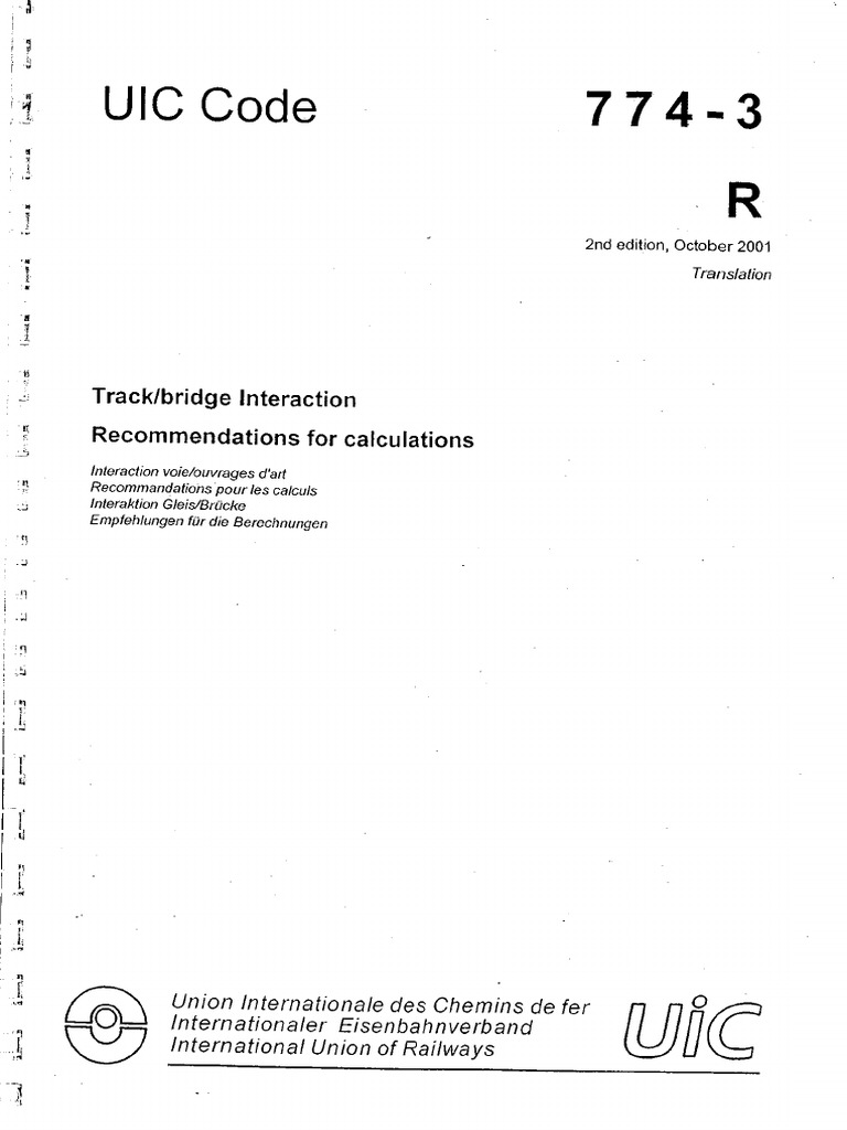 UIC 774 3 Code For Track Rail Interaction | PDF