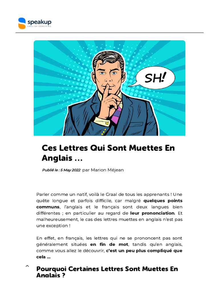 Lettres Muettes en Anglais - Tout Sur Les Silent Letters | PDF | Langue ...