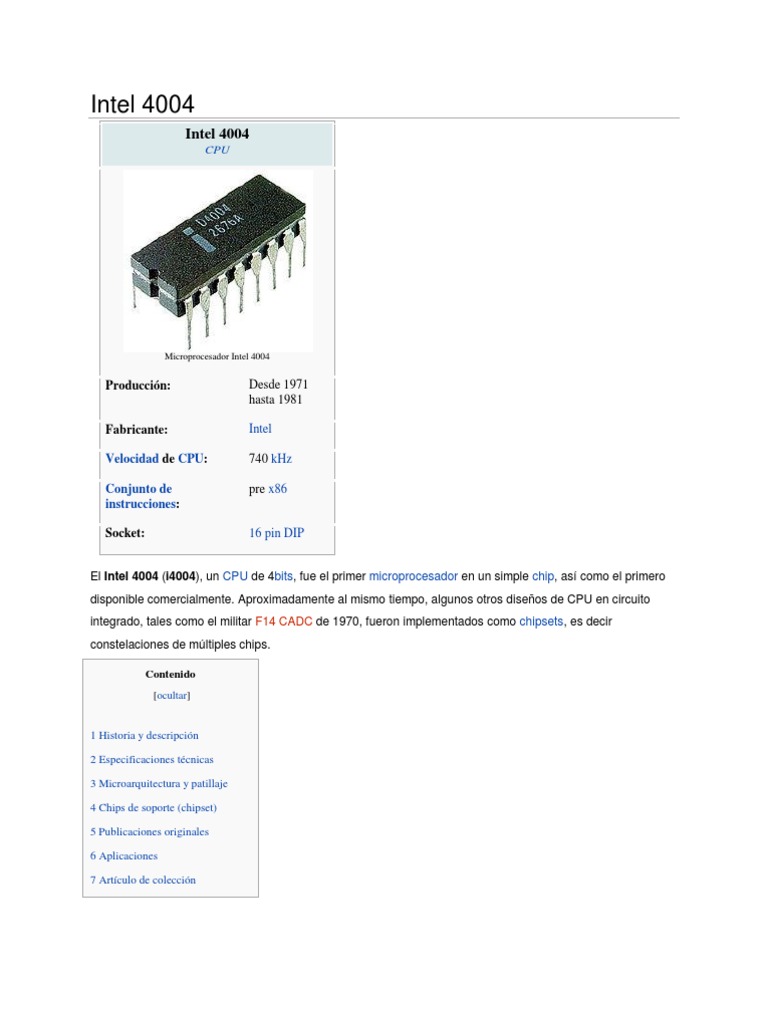 Intel 4004 | PDF | Electrónica digital | Electrónica