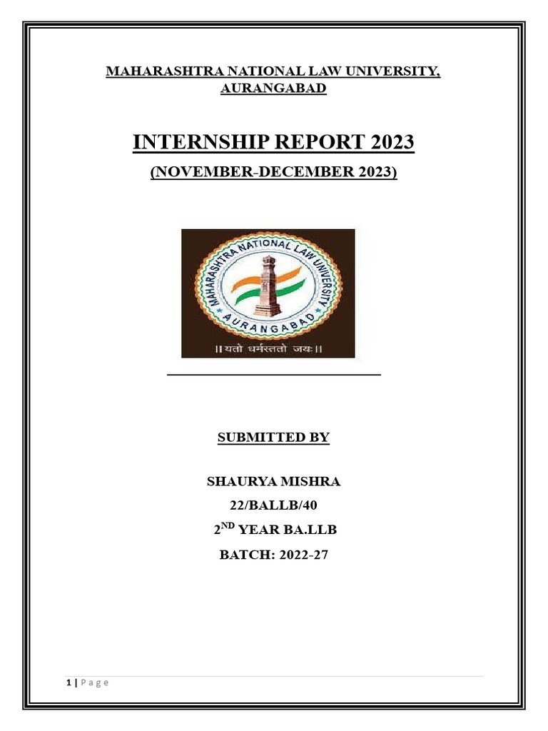 Internship Report (Nov Dec) | PDF | Advocate | Courtroom