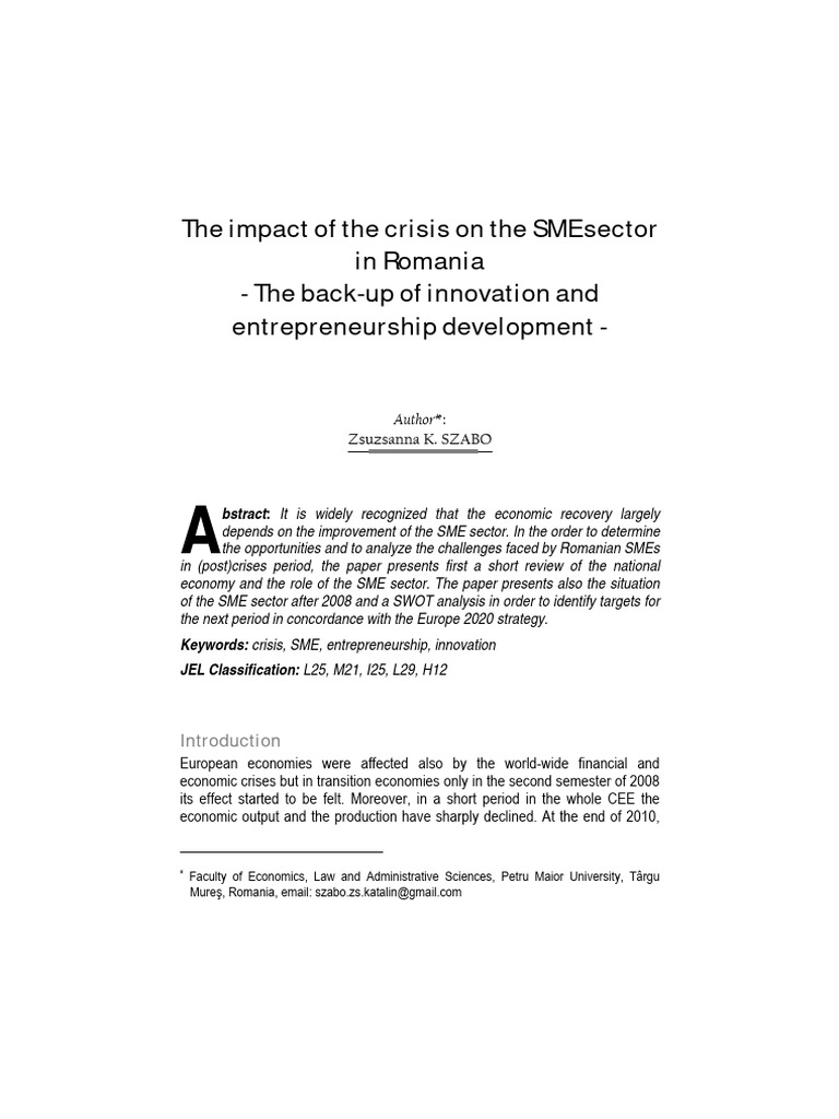 The Impact of The Crisis On The SME Sect | PDF | Small And Medium Sized ...