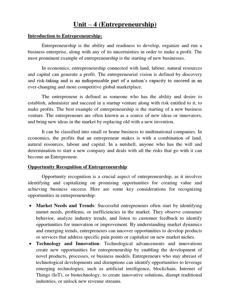 Unit - 4 (Entrepreneurship) | PDF | Entrepreneurship | Trademark