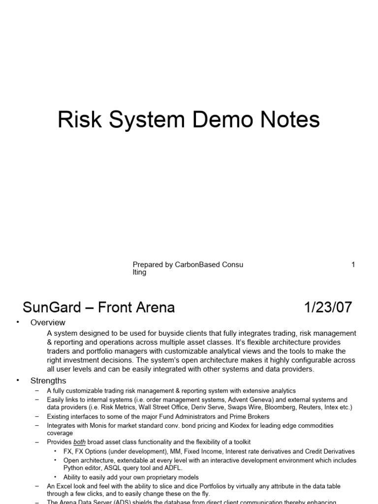 Risk System Demo Notes | PDF | Derivative (Finance) | Information ...
