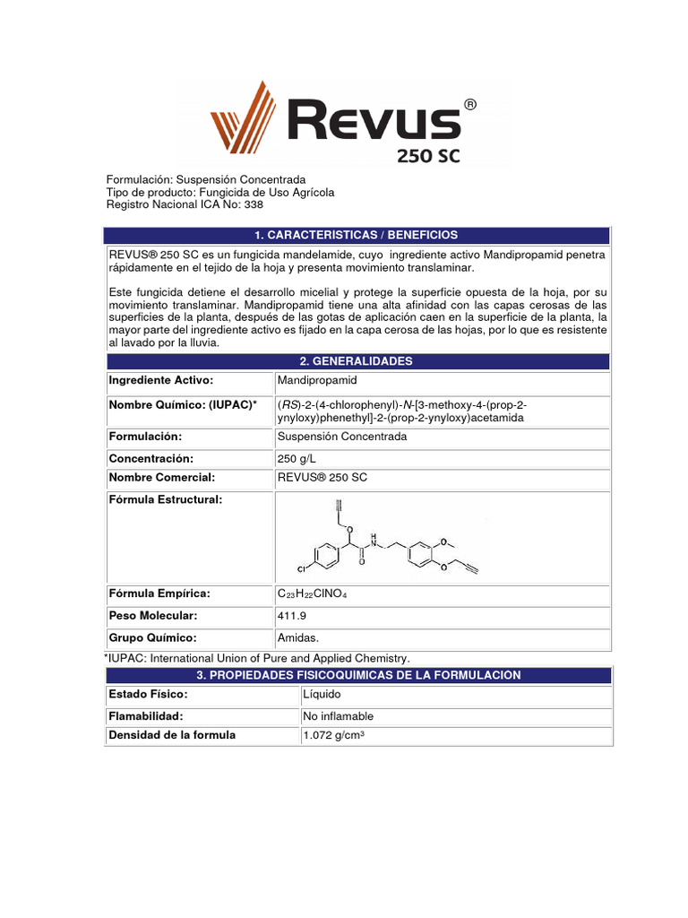 FICHA TECNICA REVUS | PDF | Agua | Alimentos