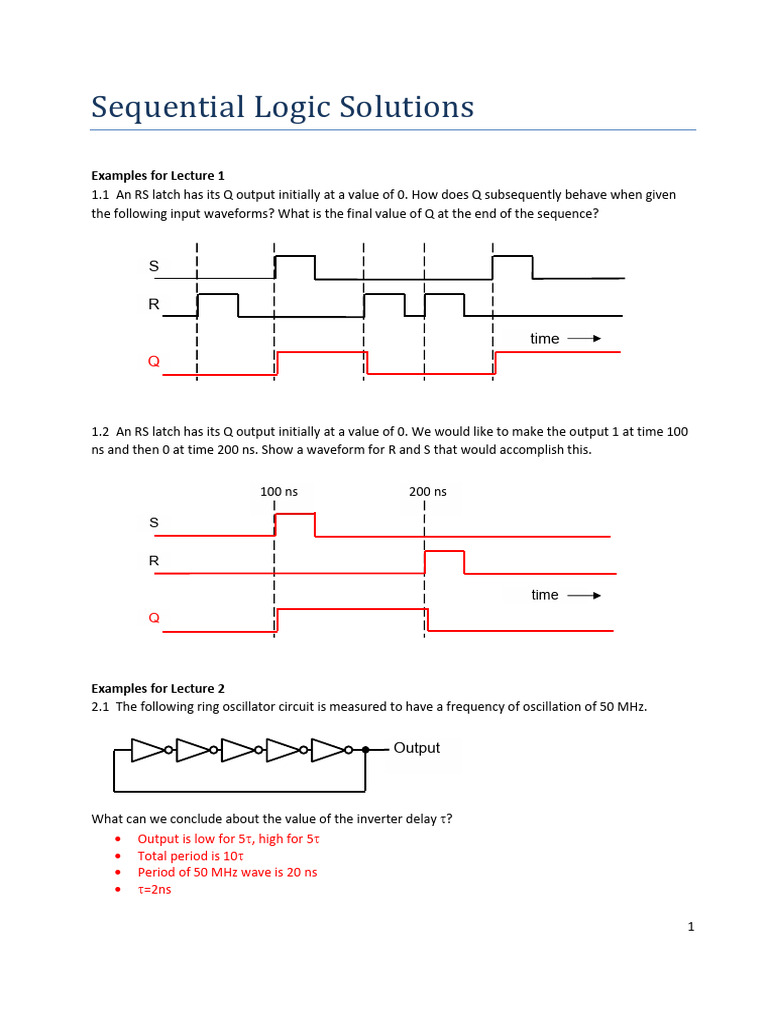 Answers - Sequential Logic | PDF | Electrical Circuits | Electronic Engineering