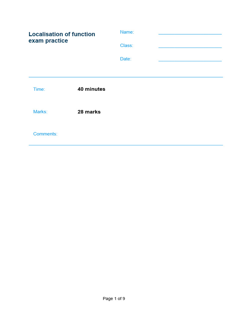 Localisation of Function Exam Practice | PDF | Speech | Aphasia