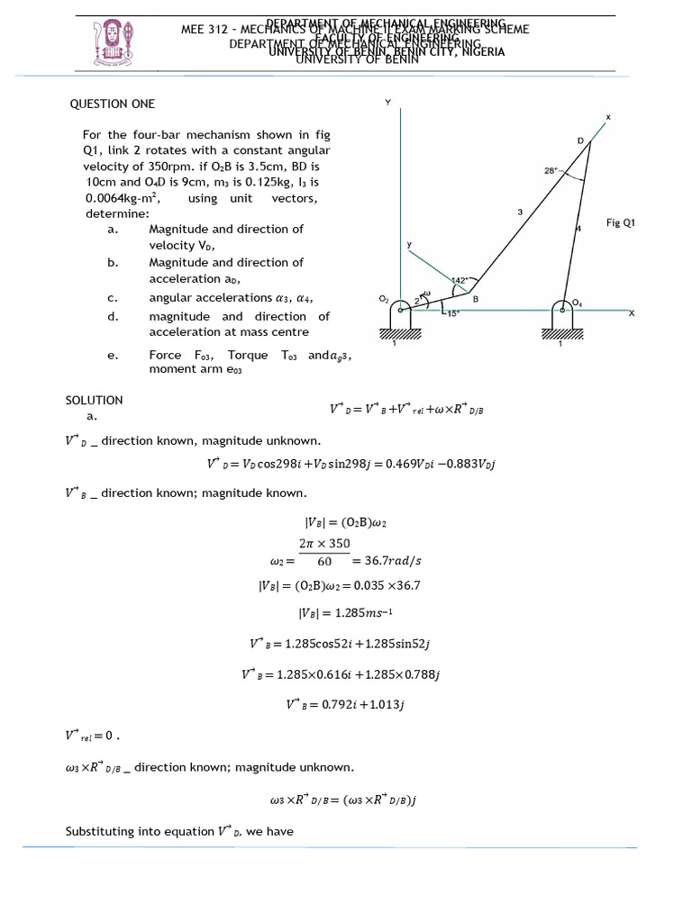 MEE 312 20222023 Tutorials Sub | PDF | Torque | Force