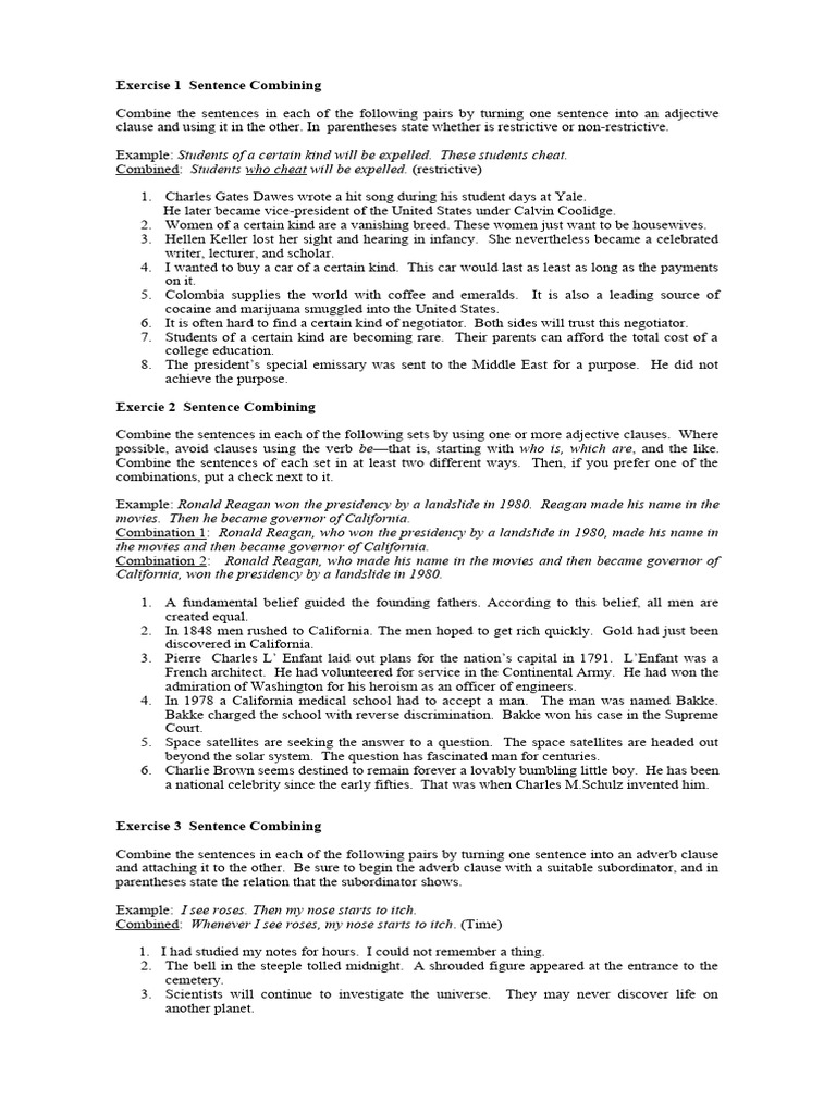 Subordination practice | PDF
