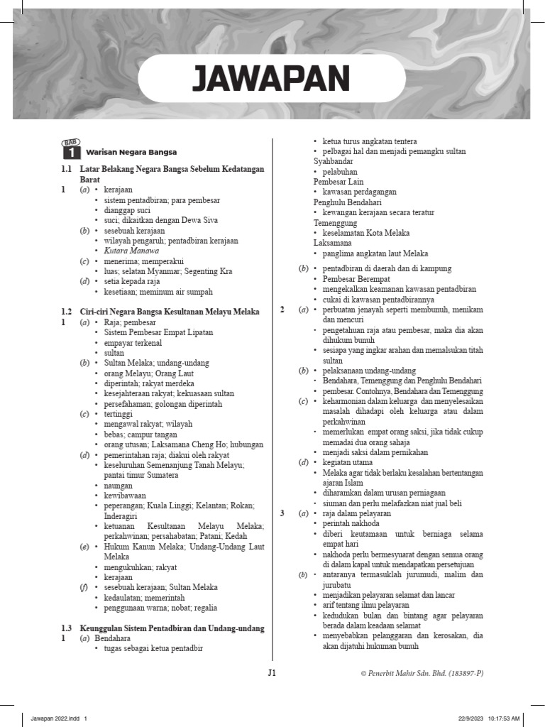 Jawapan SUPERB SBP 2.0 Sej TG4 | PDF