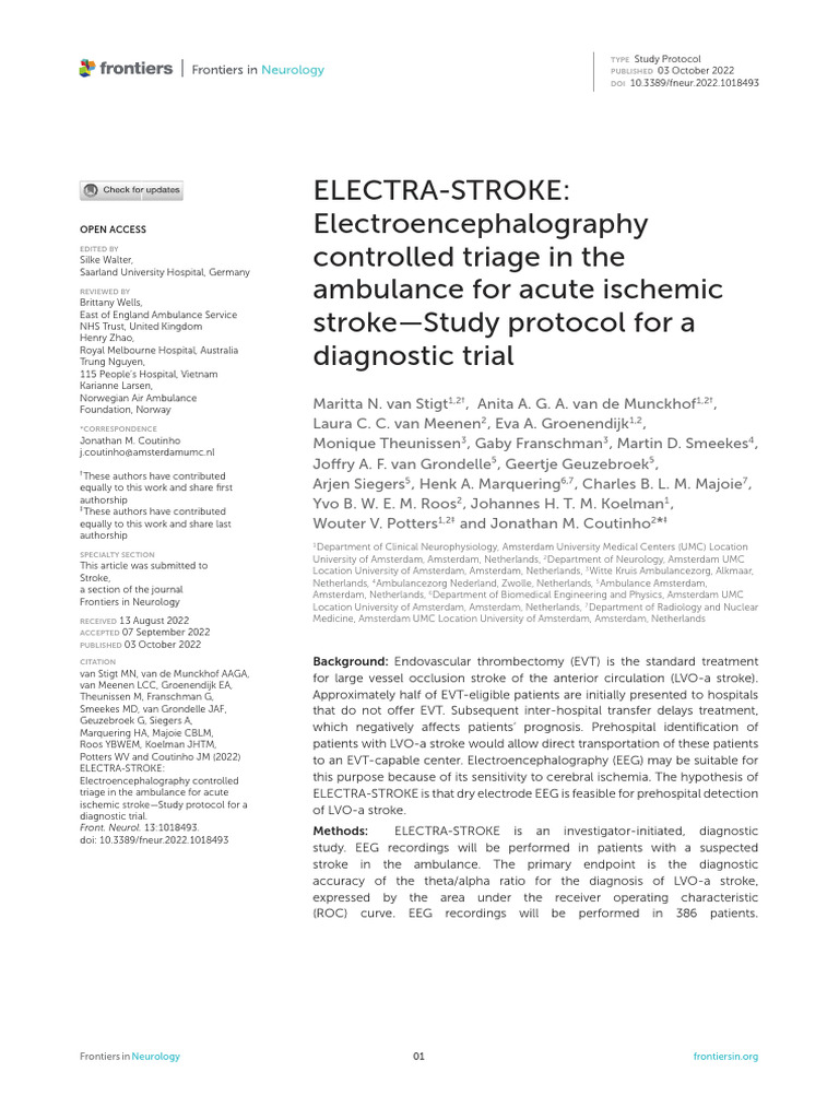Electra Stroke Protocol Paper Pdf Electroencephalography Stroke