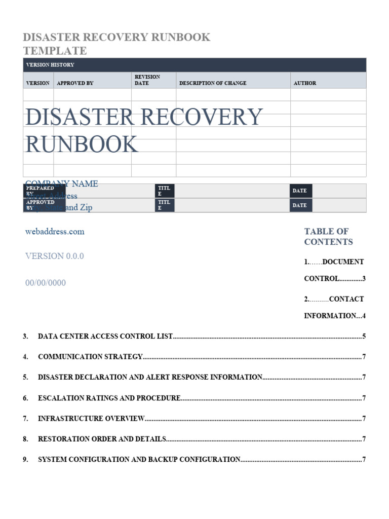 Disaster Recovery Runbook Template | PDF | Disaster Recovery | Information