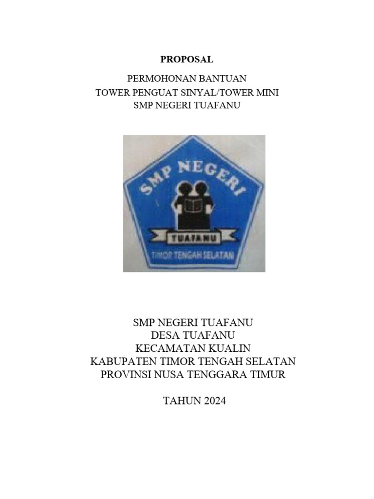 Proposal Pembangunan Tower Mini SMP Tuafanu | PDF