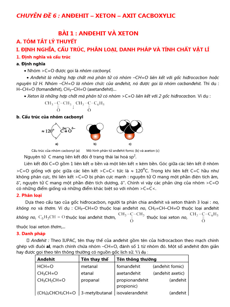 CHUYÊN ĐỀ 6 An de hit - xeton - axit | PDF