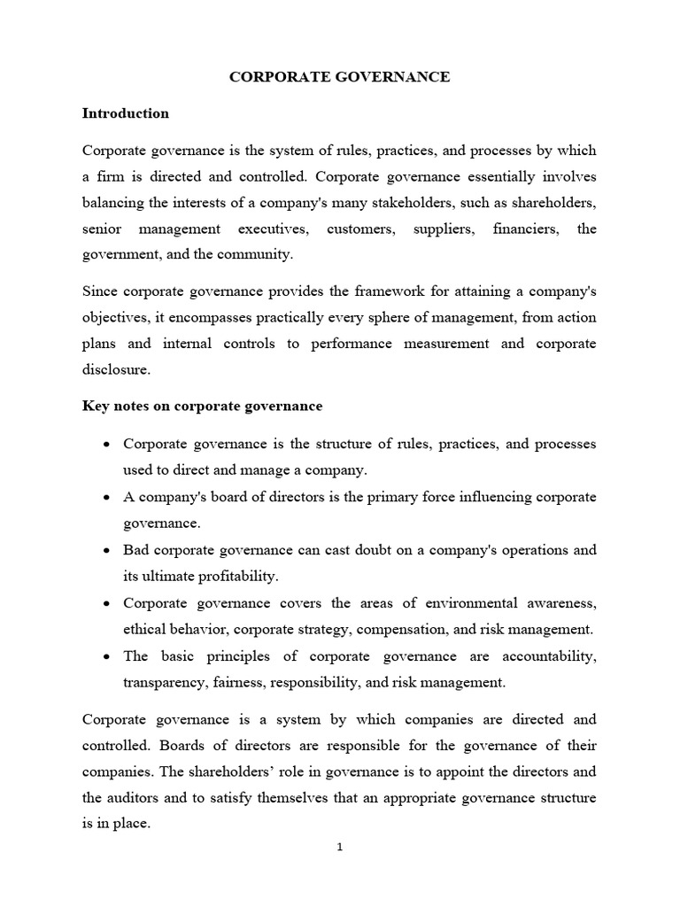 Corporate Governance | PDF | Corporate Governance | Governance