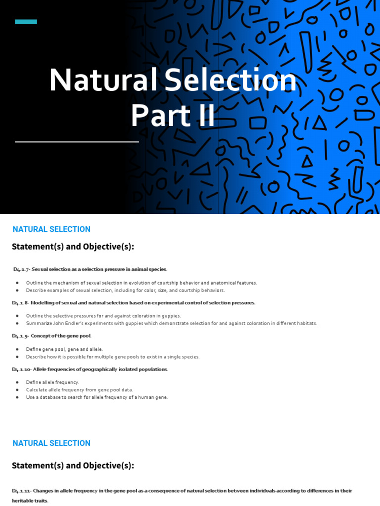 Biology 11 Natural Selection Part Ii Pdf Natural Selection Allele