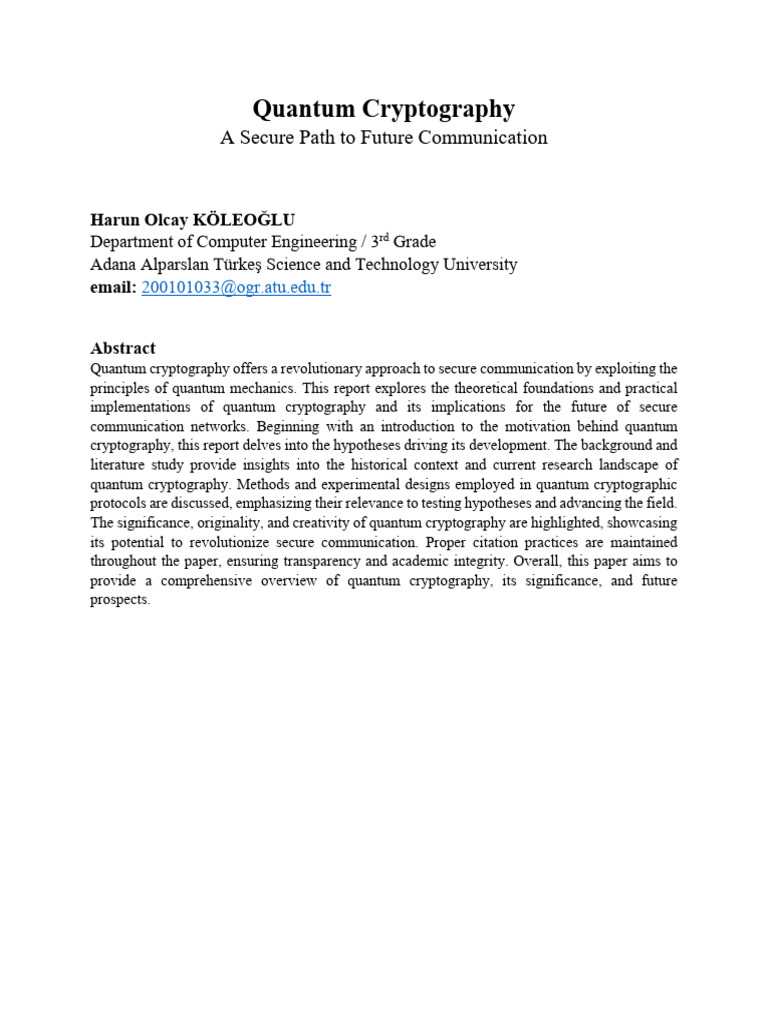 Quantum Cryptography - A Secure Path To Future Communication | PDF ...