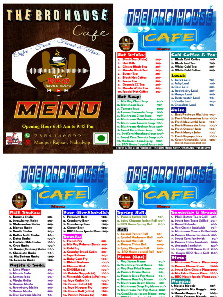 The Bro House Cafe Menu | Download Free PDF | Tea | Pasta