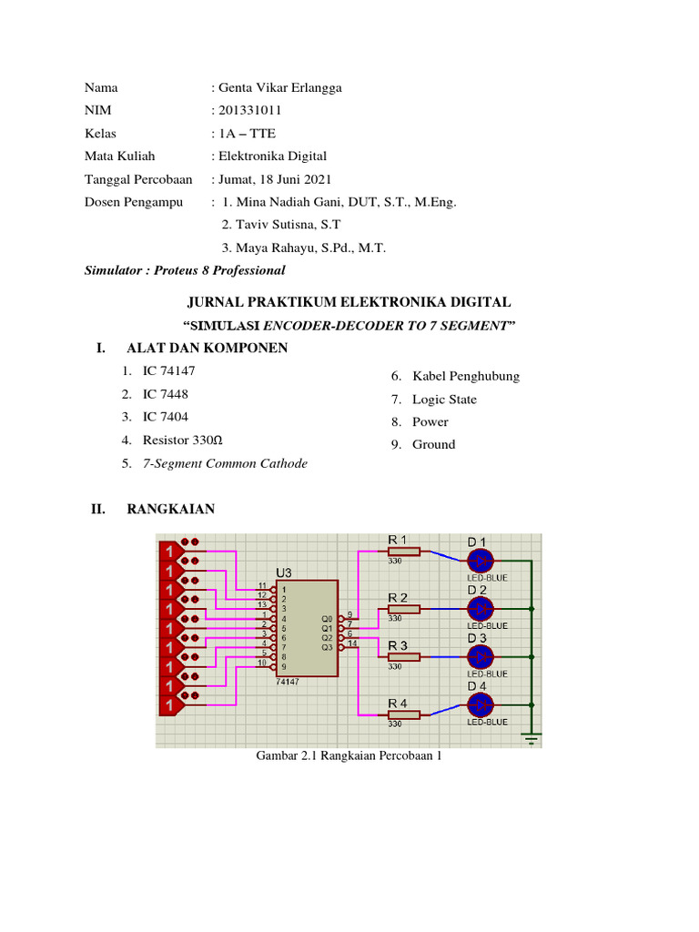 Genta Vikar Erlangga - Jurnal Simulasi Encoder Decoder | PDF | Metode ...