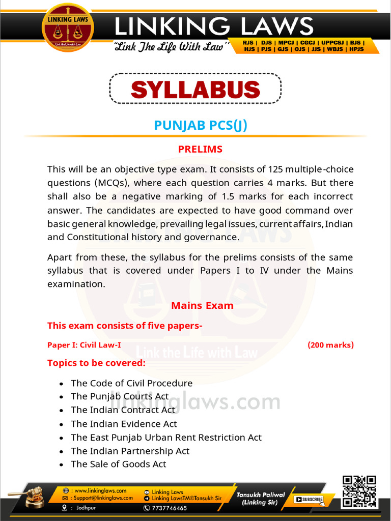 Punjab Judicial Judiciary Syllabus 59 | PDF