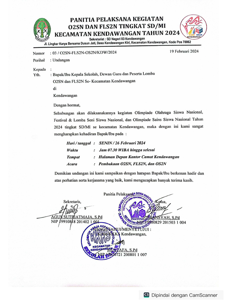 Undangan Pembukaan O2sn Dan Fls2n | PDF