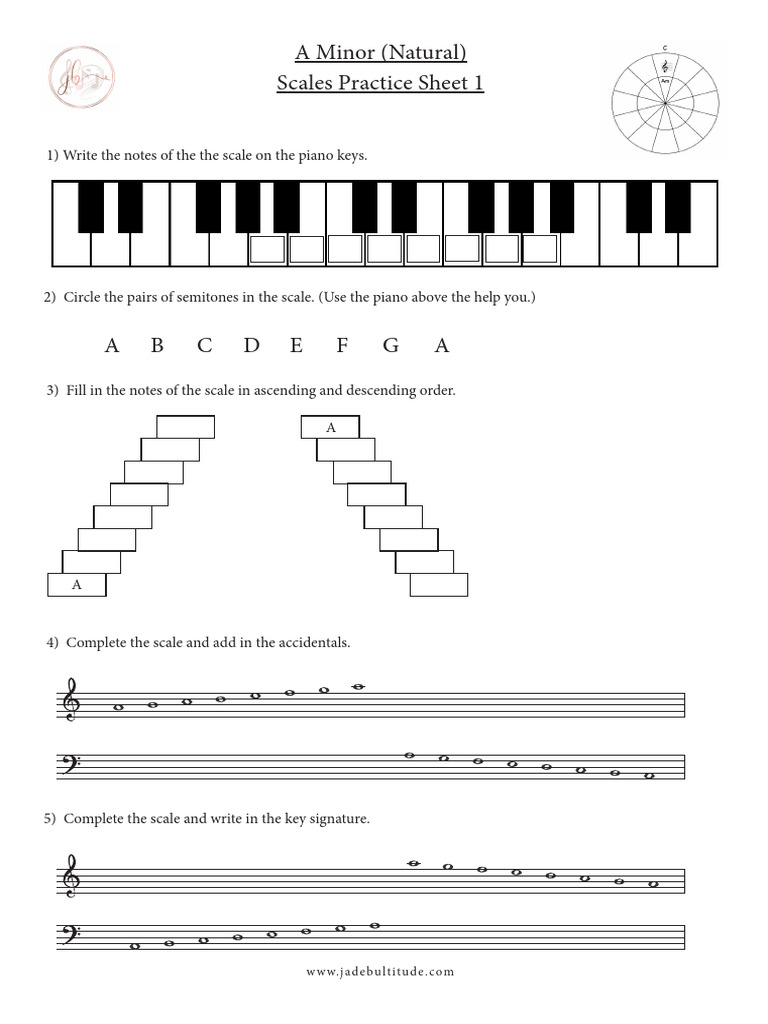 A Minor Scale Practice Sheet | PDF